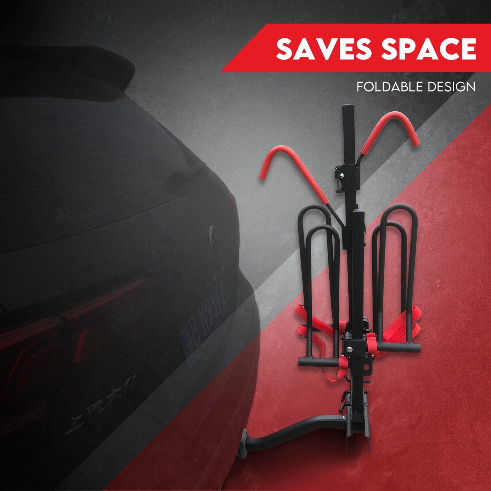 2 Bicycle Bike Rack Rear Car Carrier 2″ Hitch Mount Platform Foldable