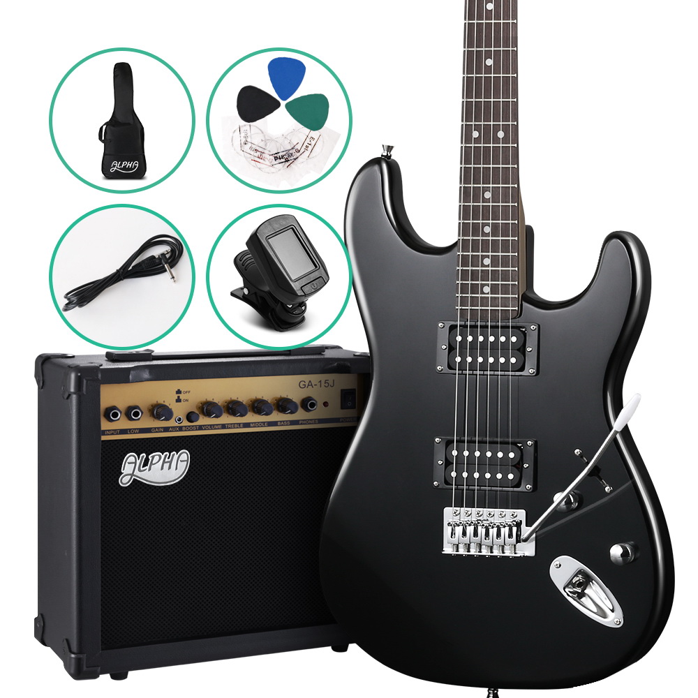 Electric Guitar And AMP Music String Instrument Rock Black Carry Bag ...